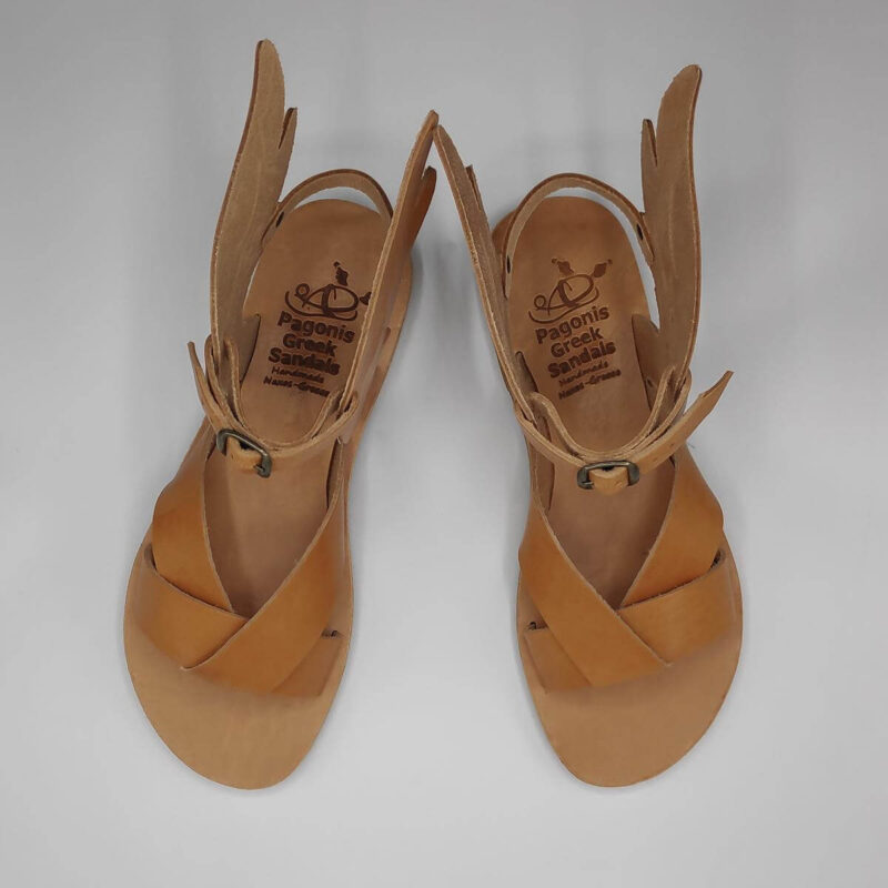 Women Naturals Sandals With Wings - Leather Sandals | Pagonis Greek Sandals