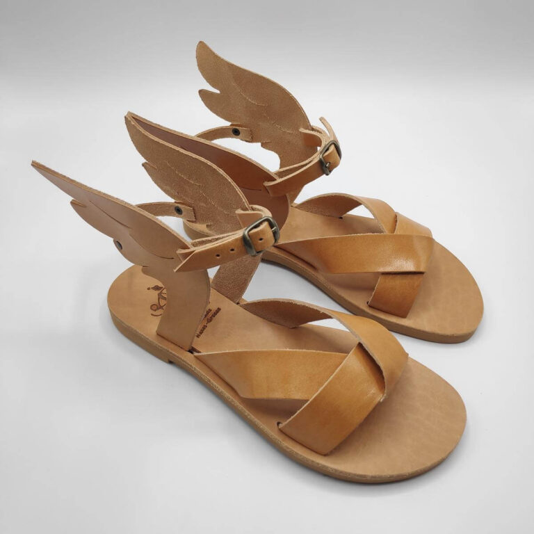 Women Naturals Sandals With Wings - Leather Sandals | Pagonis Greek Sandals