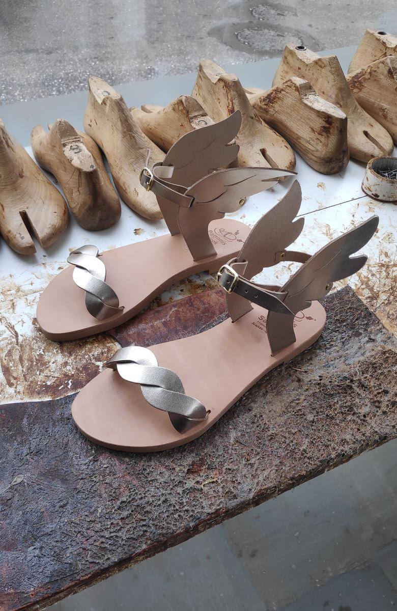 Women Naturals Sandals With Wings - Leather Sandals | Pagonis Greek Sandals